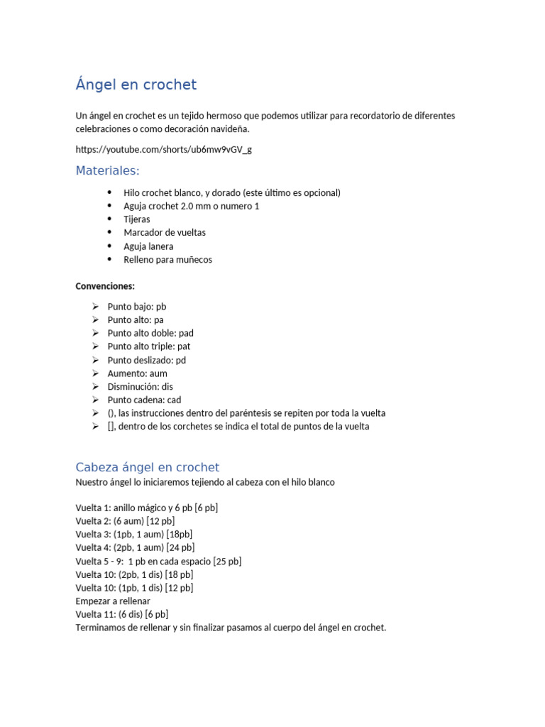 Patrones de ángeles en crochet gratis | PDF | Tejer | Tejidos Figurados
