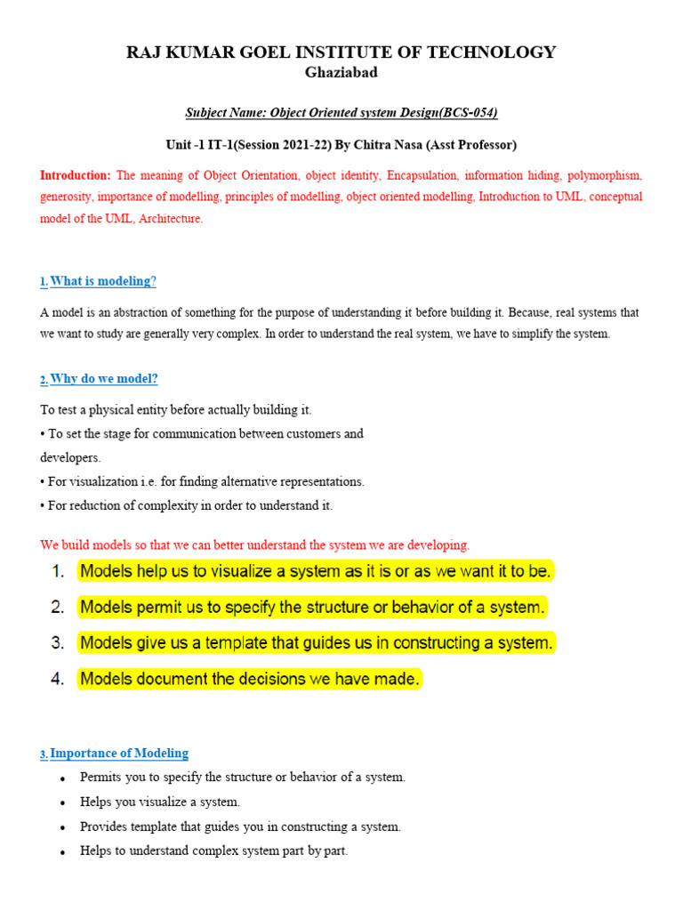 Unit 1 | PDF | Object Oriented Programming | Class (Computer Programming)