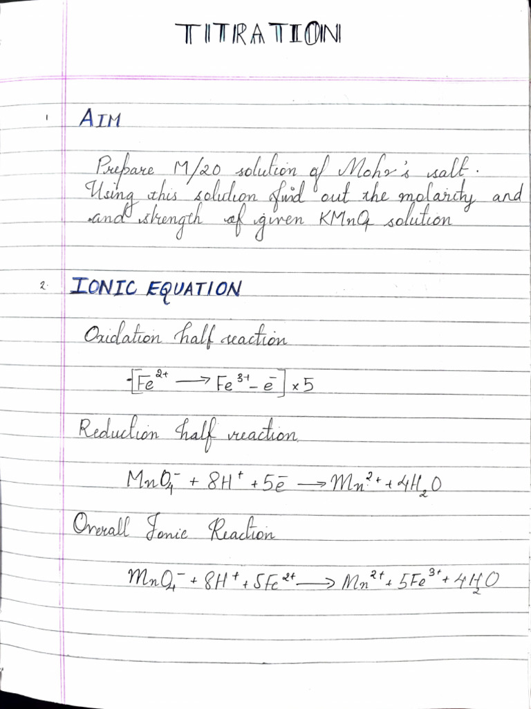 Titration Procedure and Calculations Guide | PDF