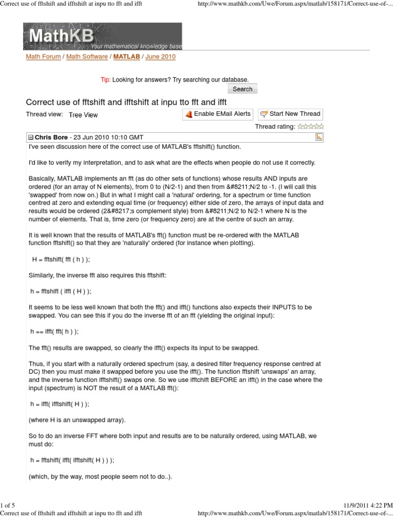 Correct Use of Fftshift and Ifftshift at Inpu Tto FFT and Ifft | PDF ...