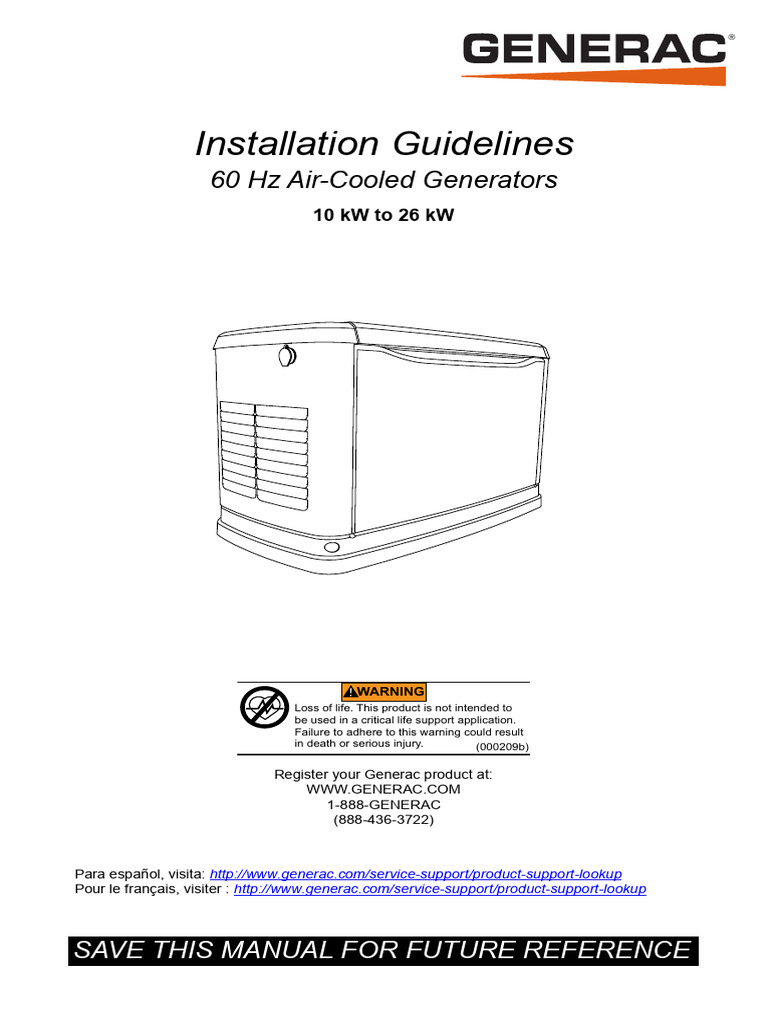 A0001846478 AC Install Manual Rev D | PDF | Safety | Electric Generator