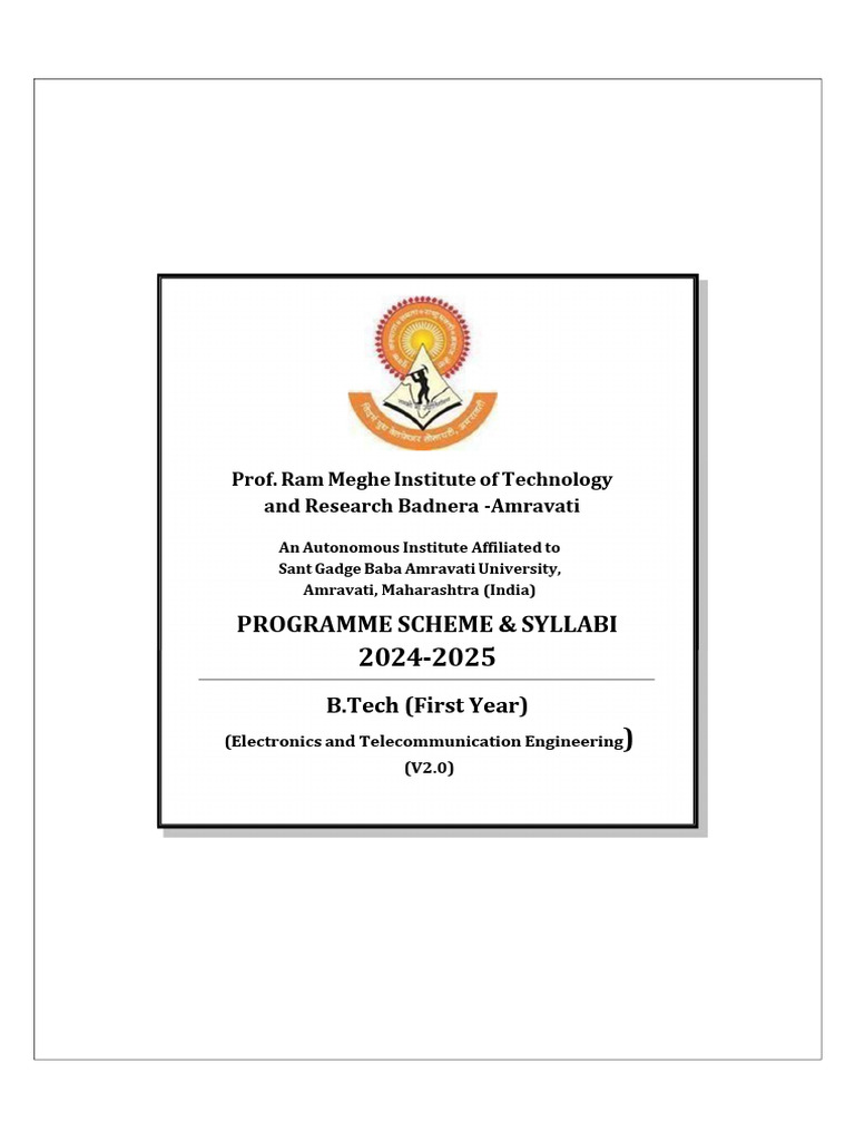 EXTC BTech First Yr Scheme and Syllabus 2024-25 Updated | PDF | Corrosion | Integral