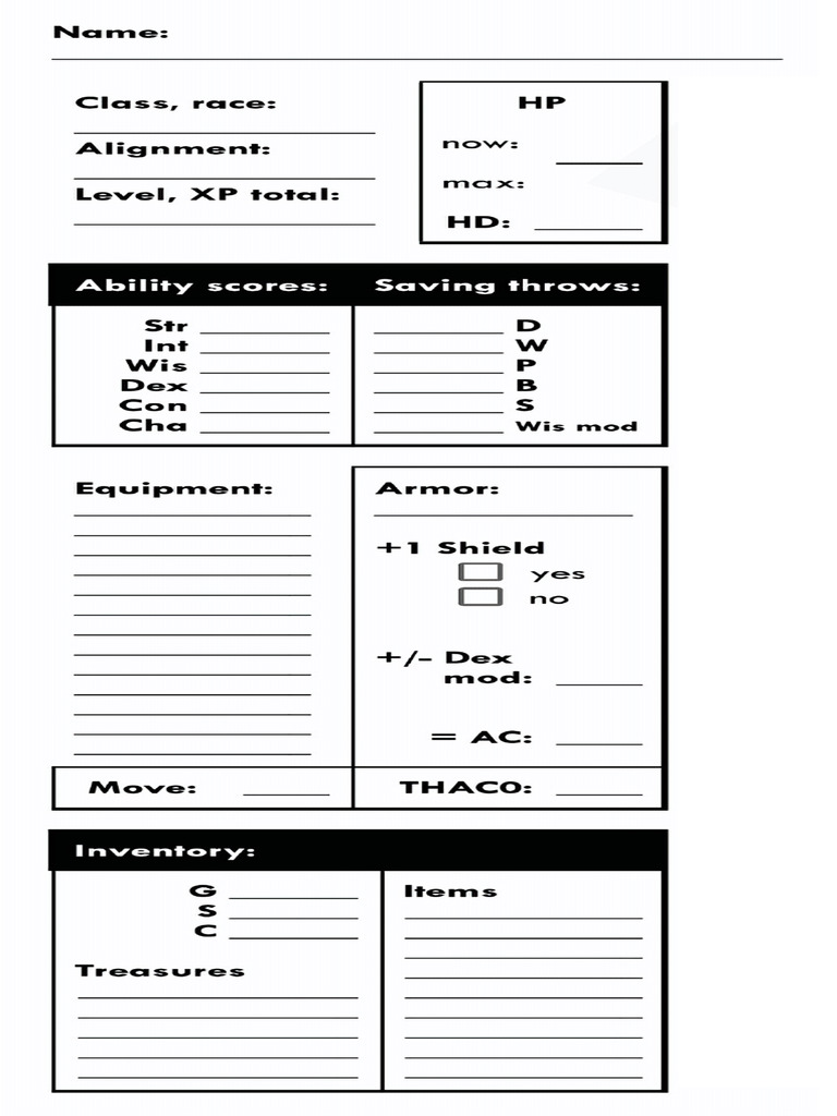The Bookmark Character Sheet (Form-Fillable) | PDF