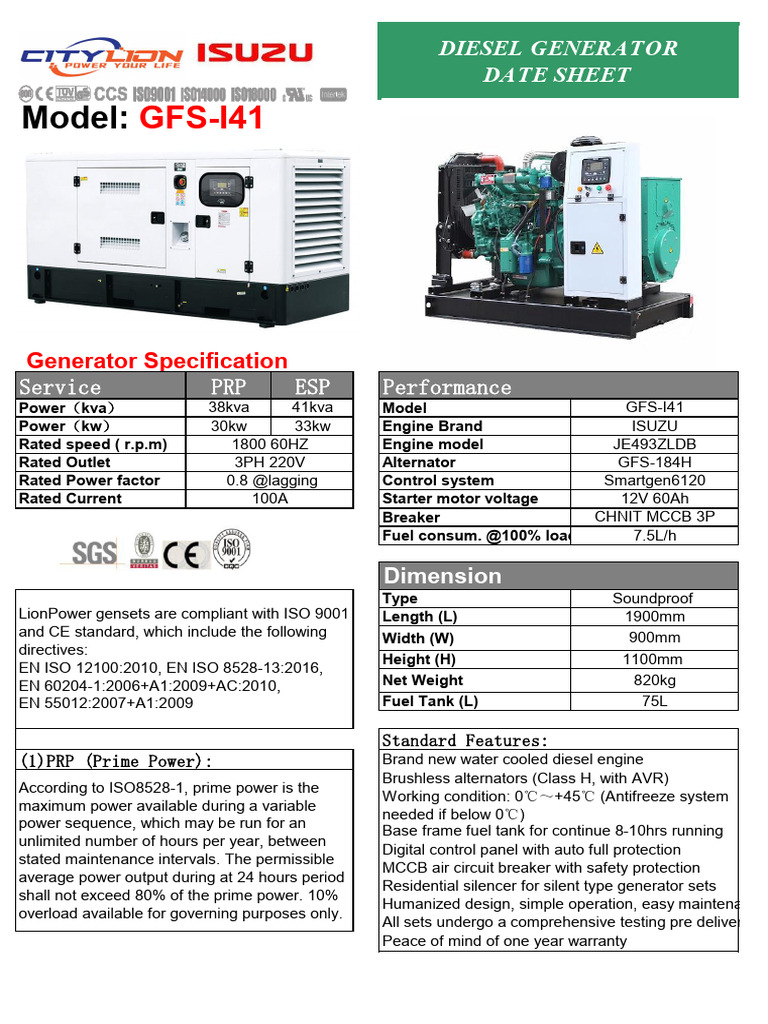 LionPower Prime30kw ISUZU (2024-11-05 20 - 20 - 13) | PDF | Mains ...