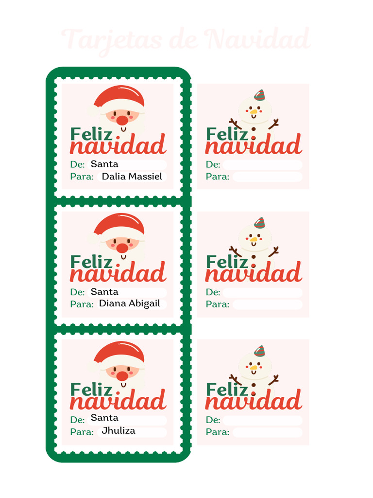 Documento A4 Tarjetas Feliz Navidad Moderno Verde | PDF