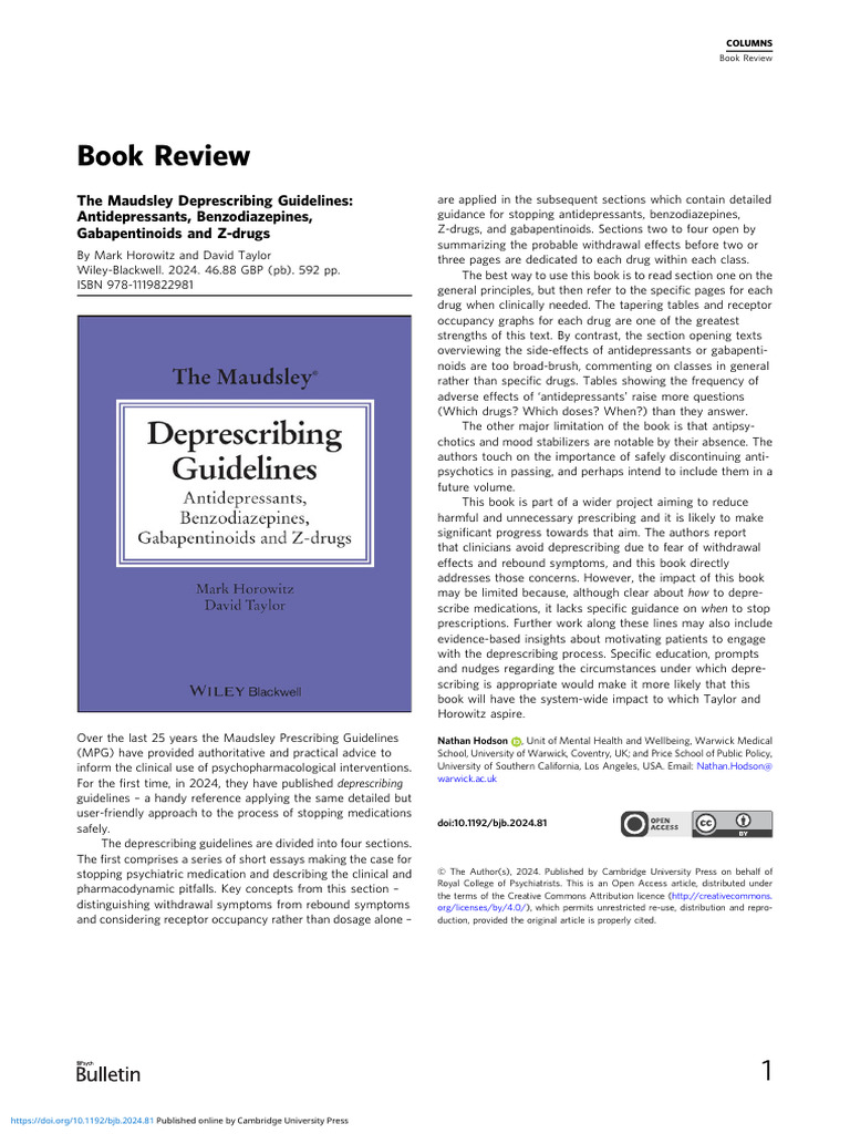 The Maudsley Deprescribing Guidelines Antidepressa | PDF | Drugs Acting ...