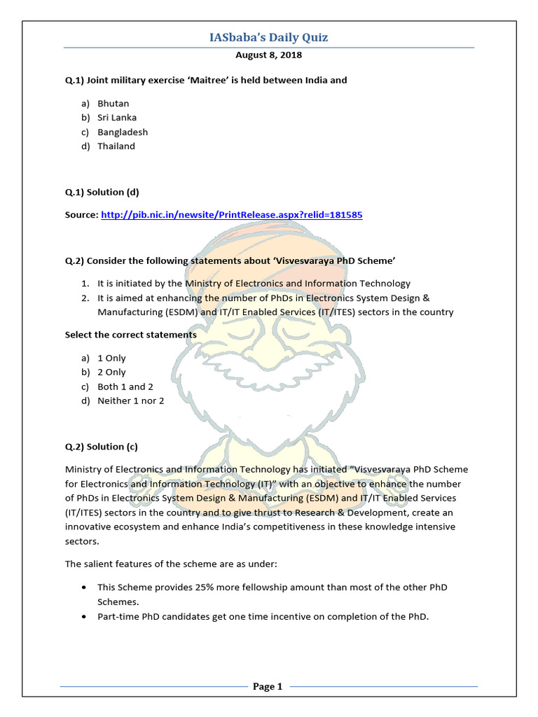 IASbabas-Daily-Quiz-8th-August | PDF