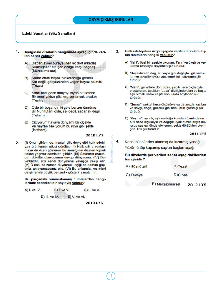 Edebi Sanatlar Soz Sanatlari 2023 | PDF