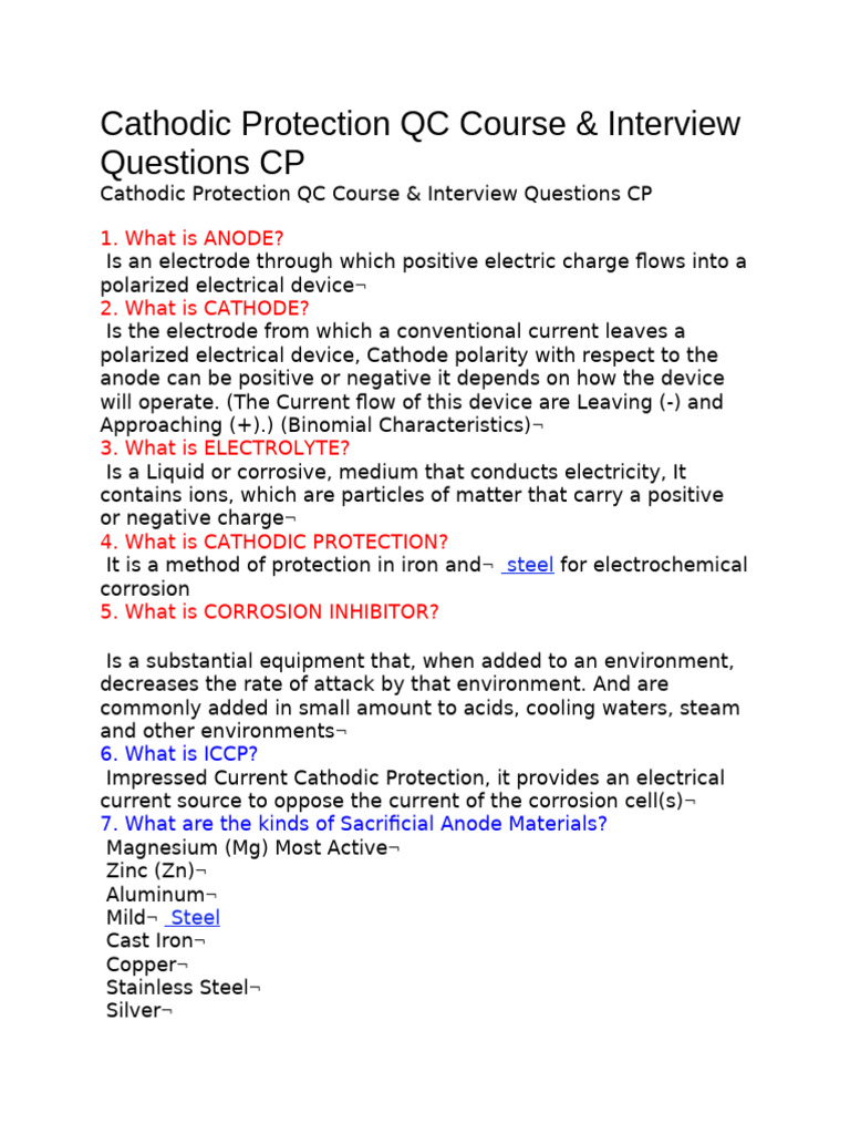 Cathodic Protection Course & FAQs | PDF