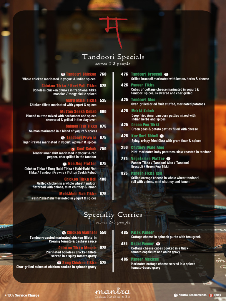 Mantra_menu | PDF | Curry | Indian Cuisine