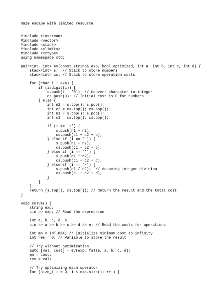Maze Escape With Limited Resource | PDF