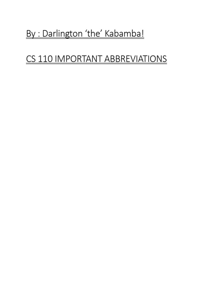 CS 110 Important Abbreviations | PDF | Random Access Memory | Internet