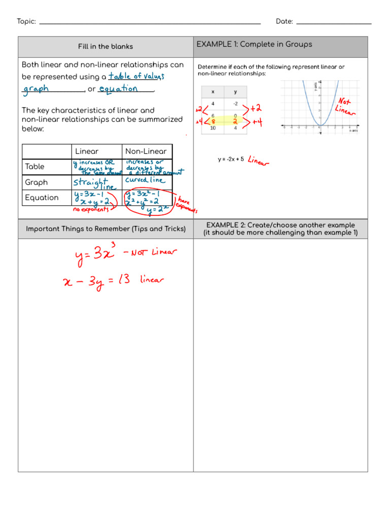 3.1 Intro To Linear Relations Note - HW FILLED | PDF