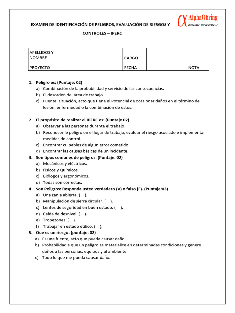 Examen - IPERC | PDF