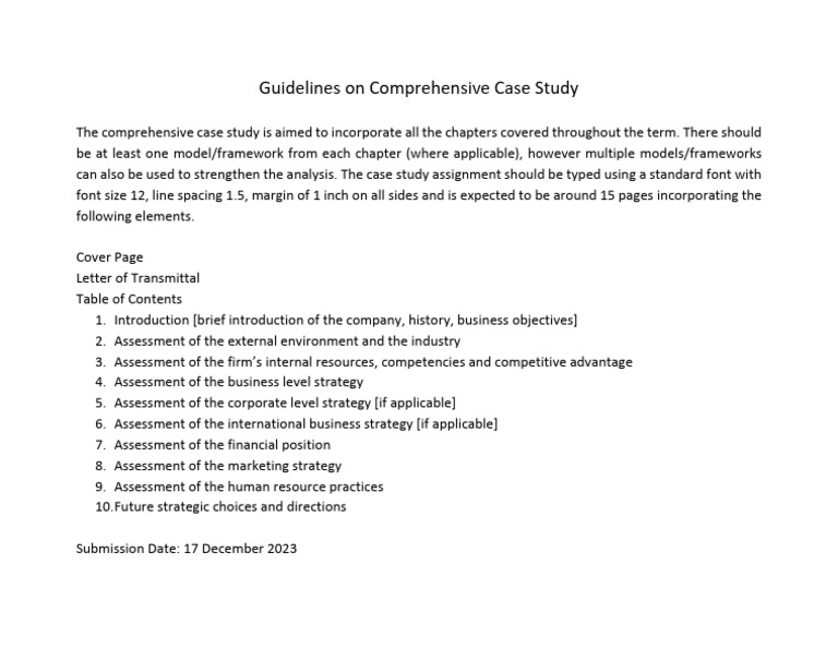 Guidelines On Comprehensive Case Study | PDF