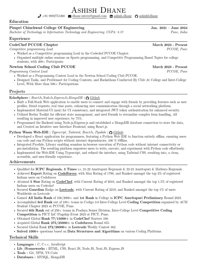 Ashish_Resume.pdf | PDF | Computing | Systems Architecture Ashish_Resume.pdf | PDF | Computing | Systems Architecture