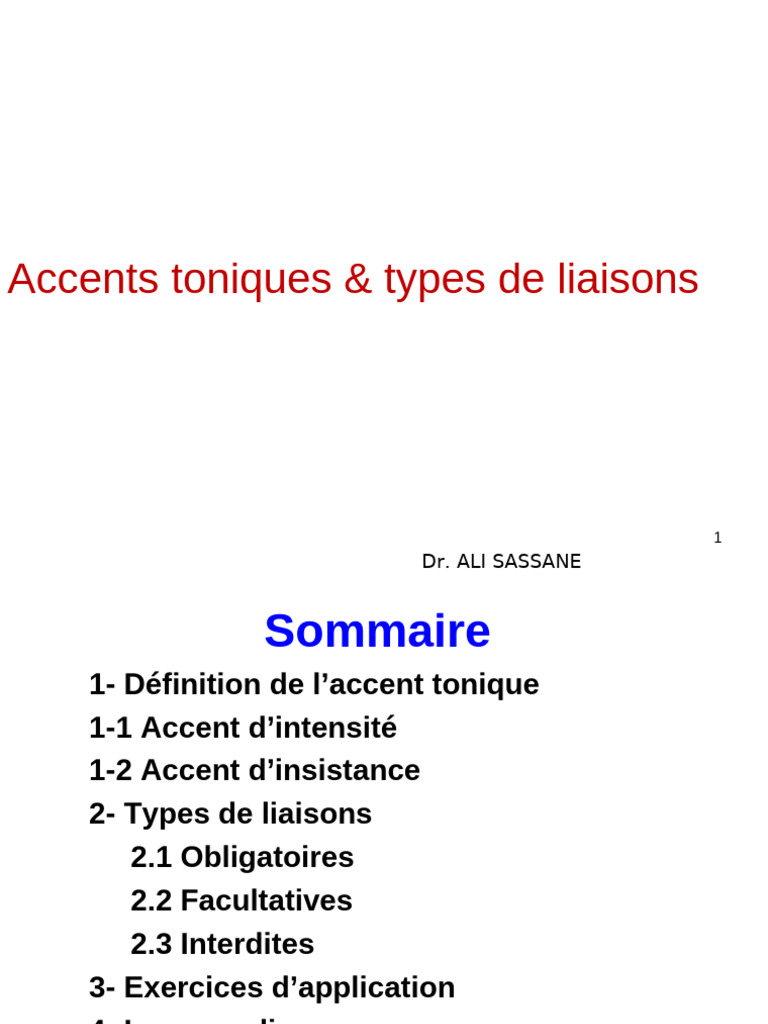 Accents toniques et types de liaisons | PDF | Phonologie ...