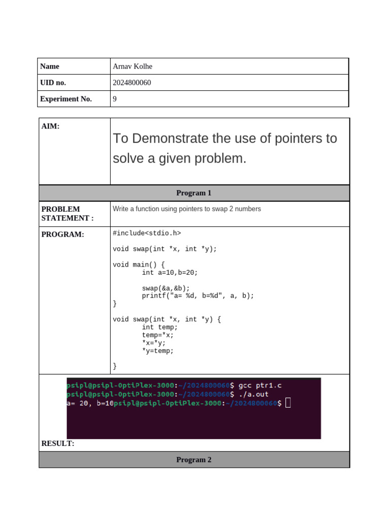 EXP9 | PDF | Matrix (Mathematics) | Pointer (Computer Programming)