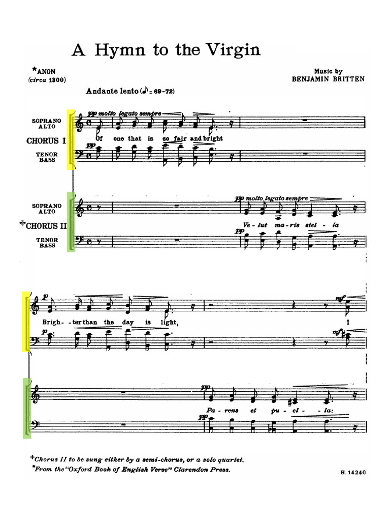 BRITTEN A Hymn To The Virgin Britten | PDF
