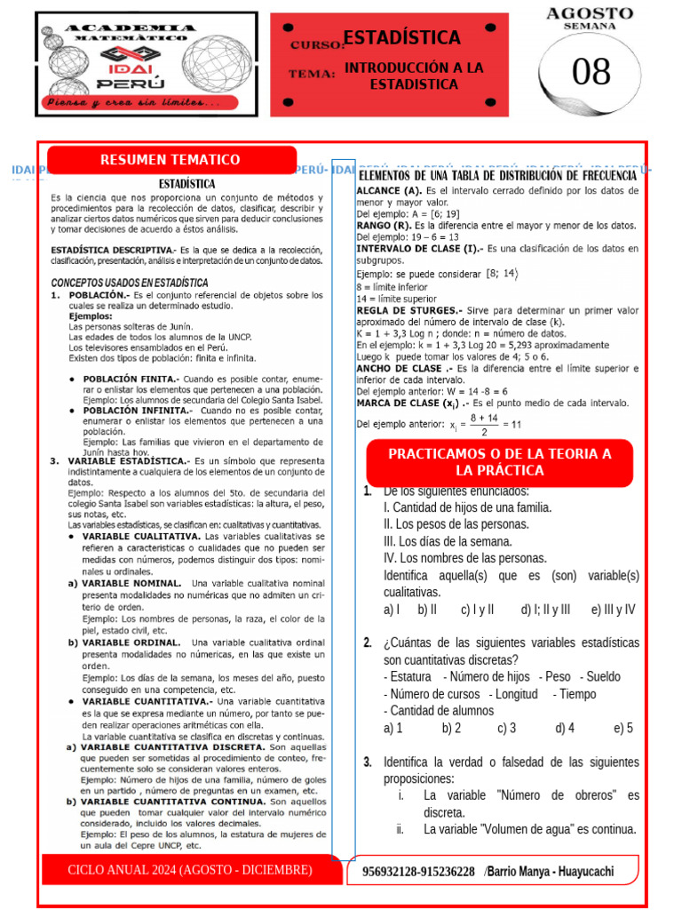 Sem 8 - Estadistica - Introduccion A La Estadistica | PDF | Metodología filosófica | Lógica