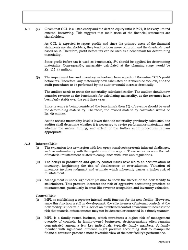 CAF 8 Autumn 2024 | PDF | Audit | Auditor's Report