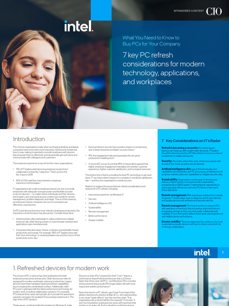 Intel Cio 7 Key PC Refresh Considerations | PDF | Security | Computer ...