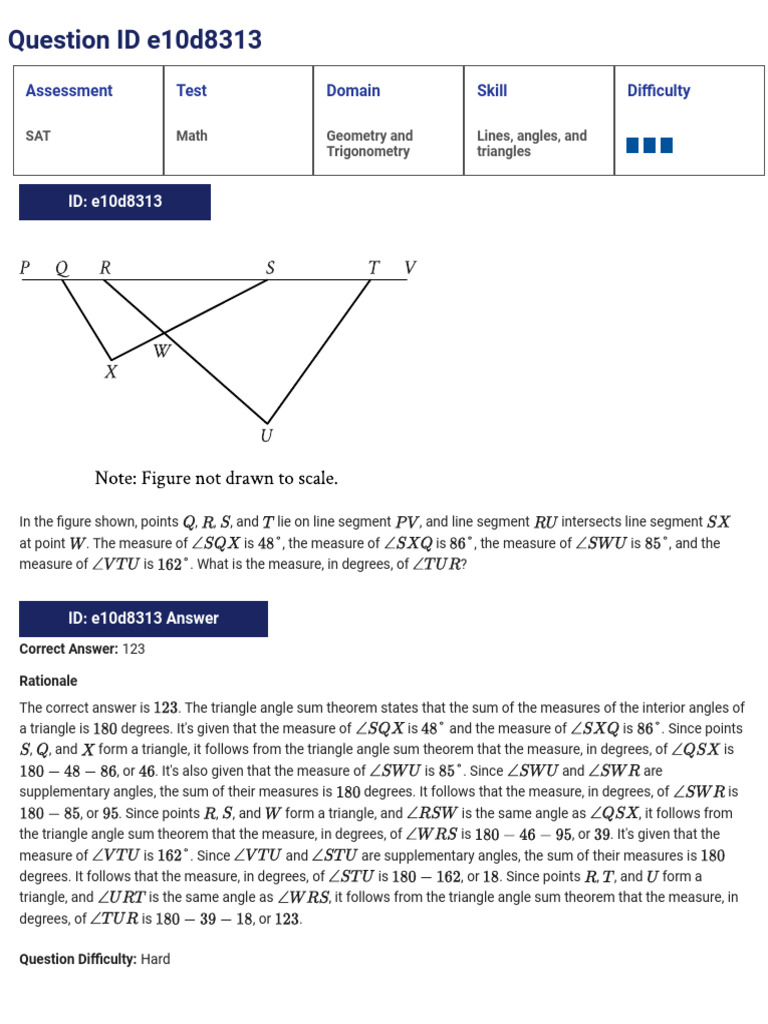 QB - Lines, Angles, and Triangles (Hard) | PDF | Triangle | Angle