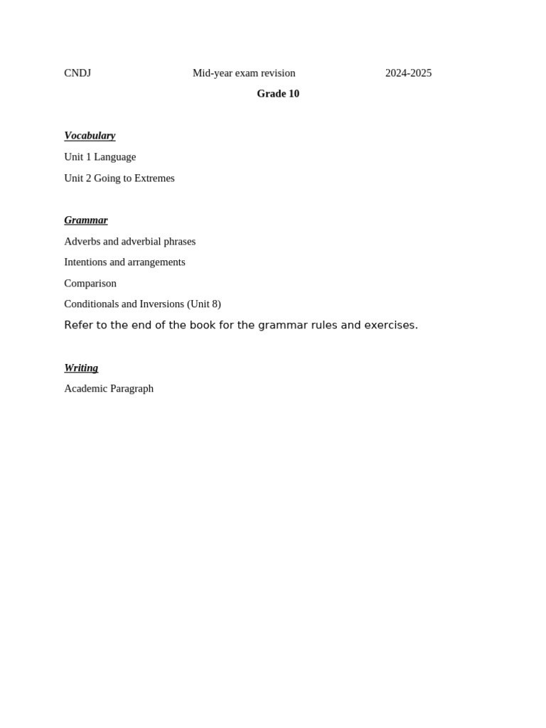 Grade 10 Revision Program | PDF