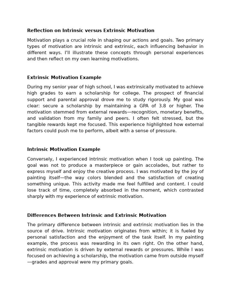 Intrinsic and Extrinsic Learning | PDF | Motivation | Motivational