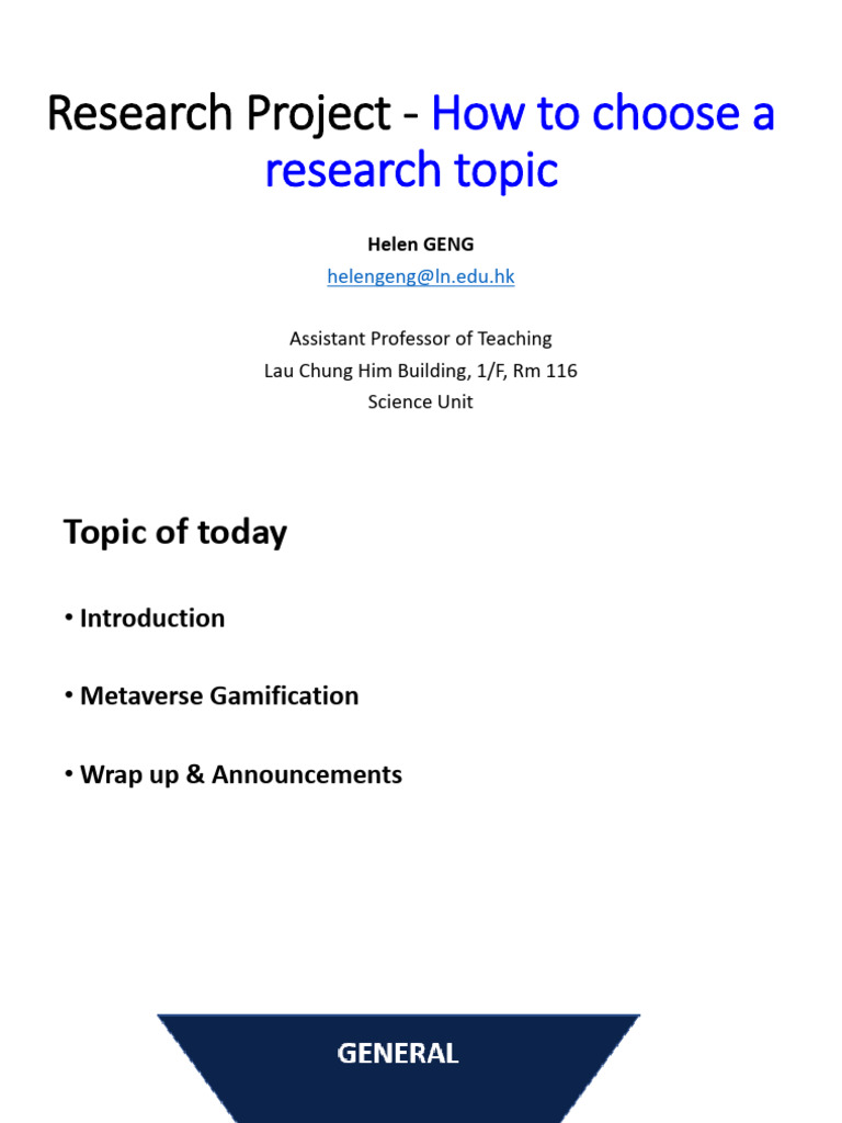 Week 9 How To Choose A Topic | PDF | Computing