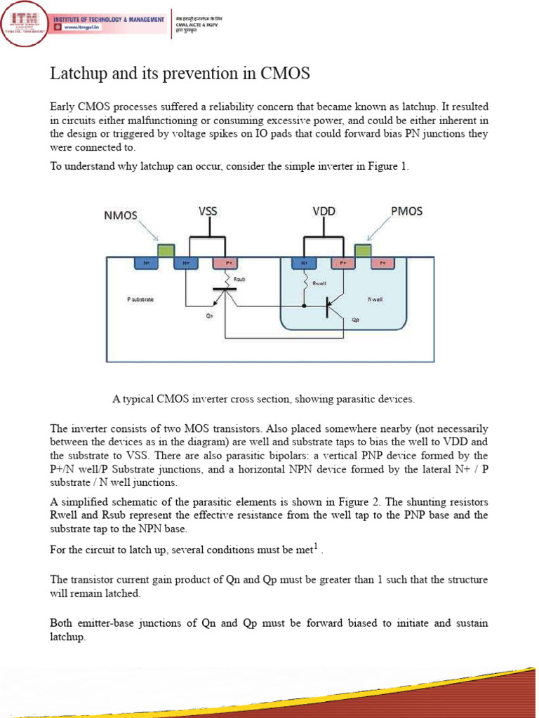Latchup and its prevention in CMOS | PDF | Bipolar Junction Transistor | Cmos