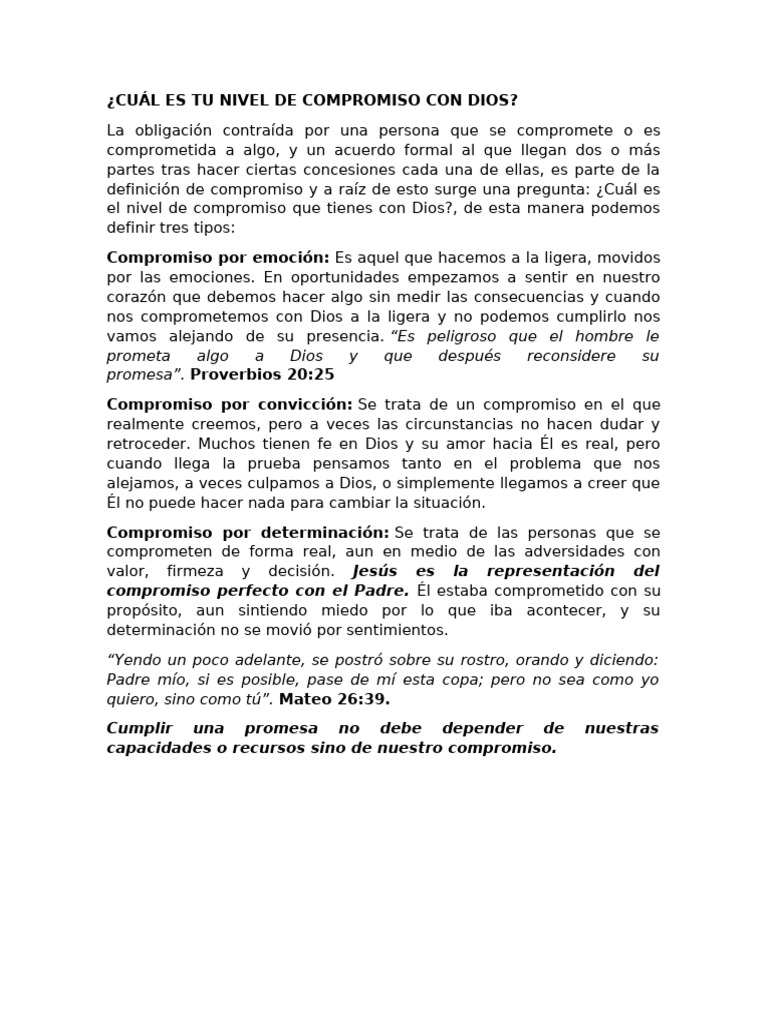 Niveles de Compromiso con Dios | PDF