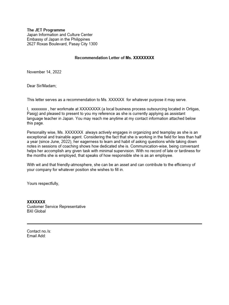 Recommendation Letter | PDF