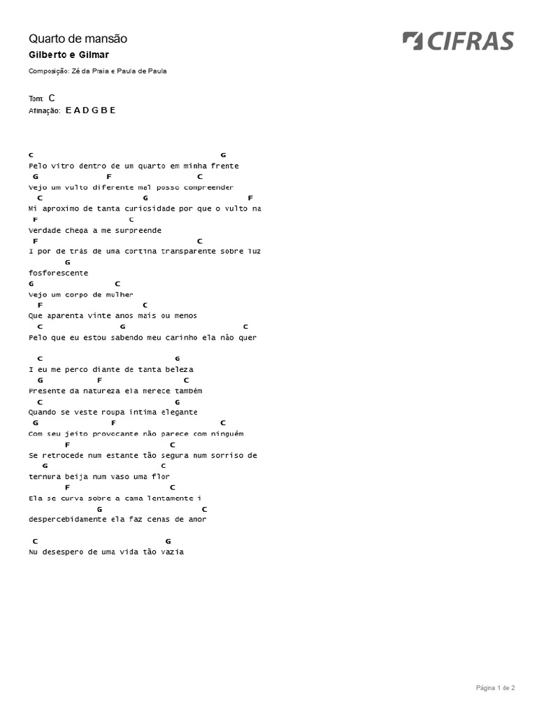 Quarto de Mansao CIFRAS - Cifra - Gilberto-E-Gilmar | PDF