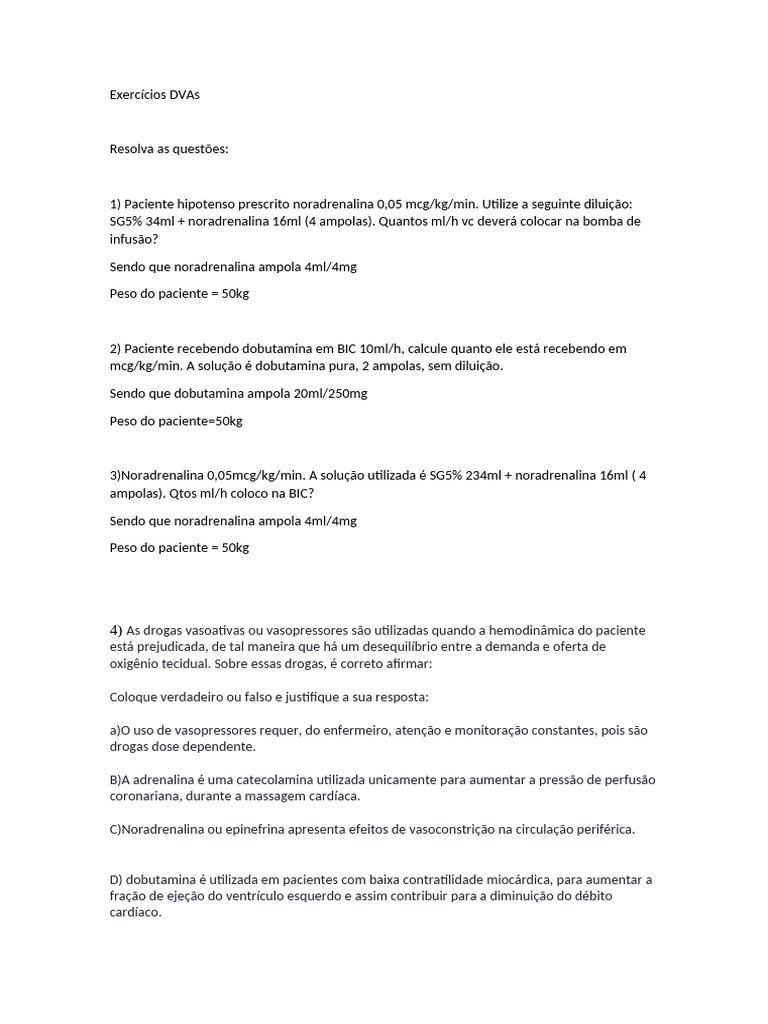 Exercícios DVAs | PDF