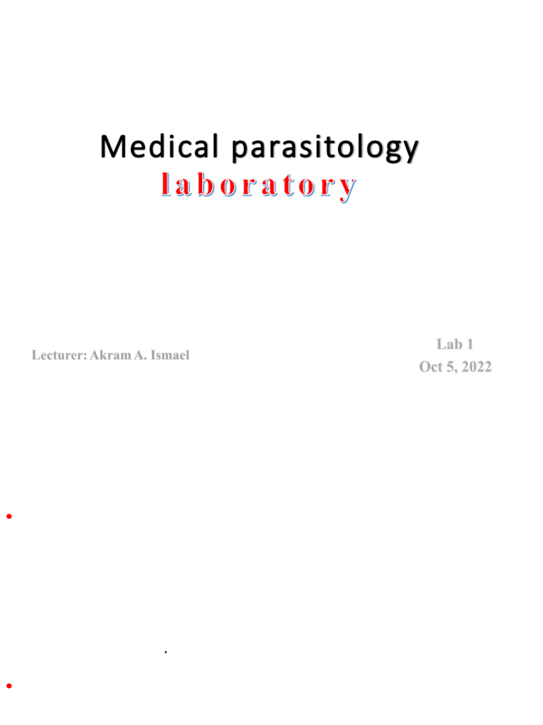 M.Parasite lab 1 | PDF | Infection | Medical Diagnosis