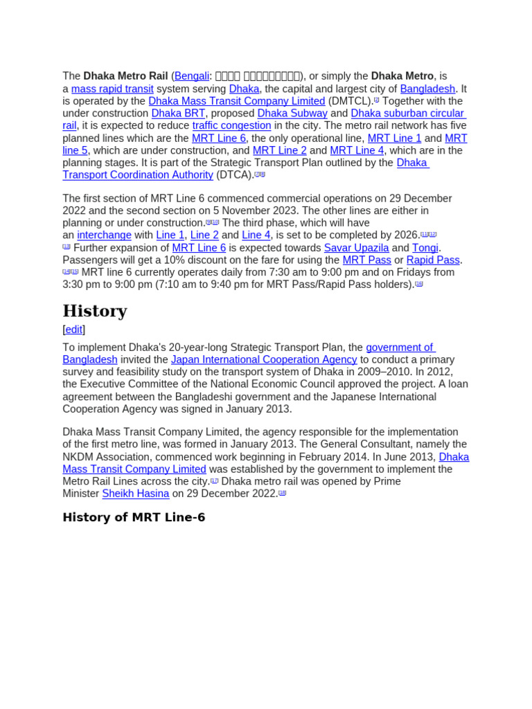 Dhaka Metro Rail Overview and Updates | PDF