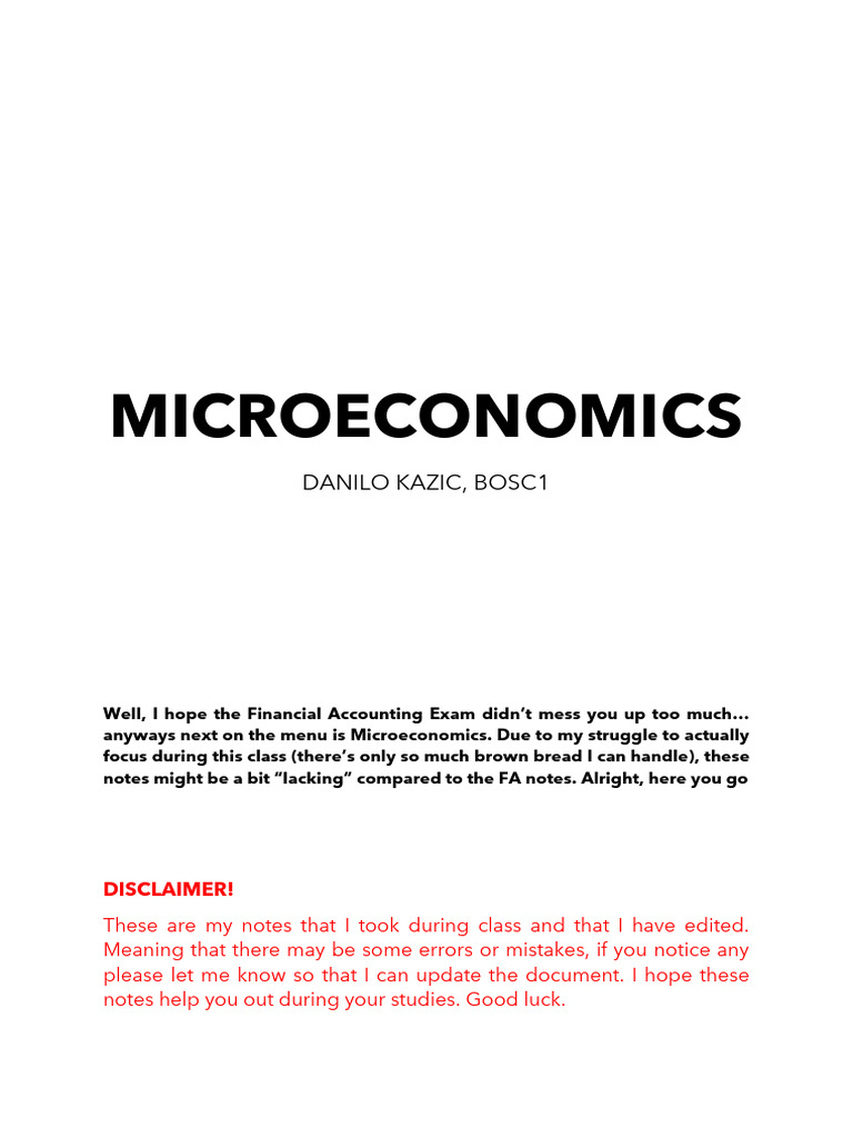 Microeconomics Notes | PDF | Elasticity (Economics) | Demand