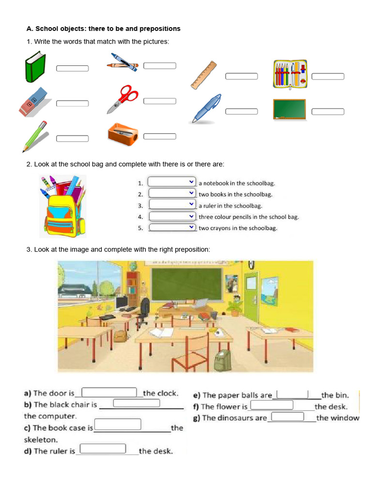 School Objects and City Places Exercises | PDF