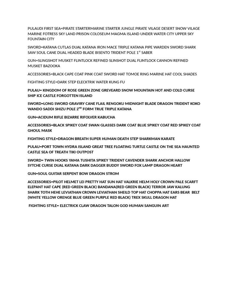 SEMUA DI BLOX FRUIT | PDF