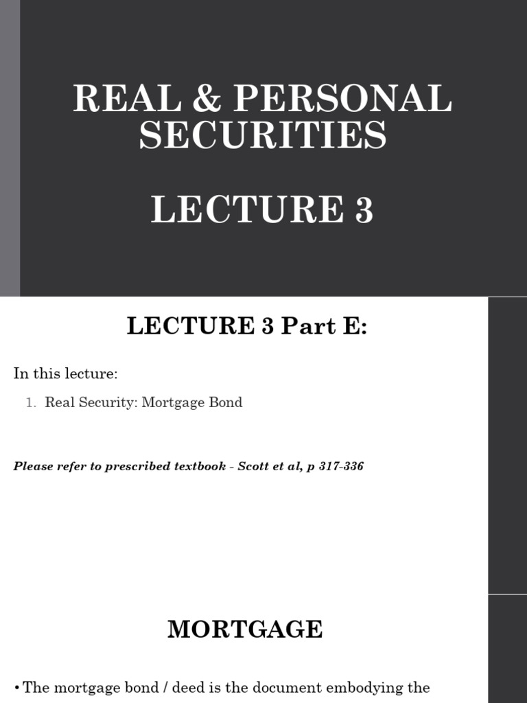 Security - Lecture 3 (e)(1) | PDF | Mortgage Law | Mortgages