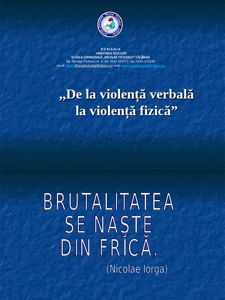 Prezentare Proiectul Violenta | PDF