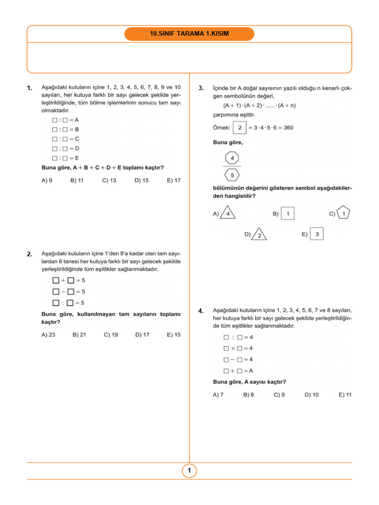 10.Sınıf Tarama 1 | PDF