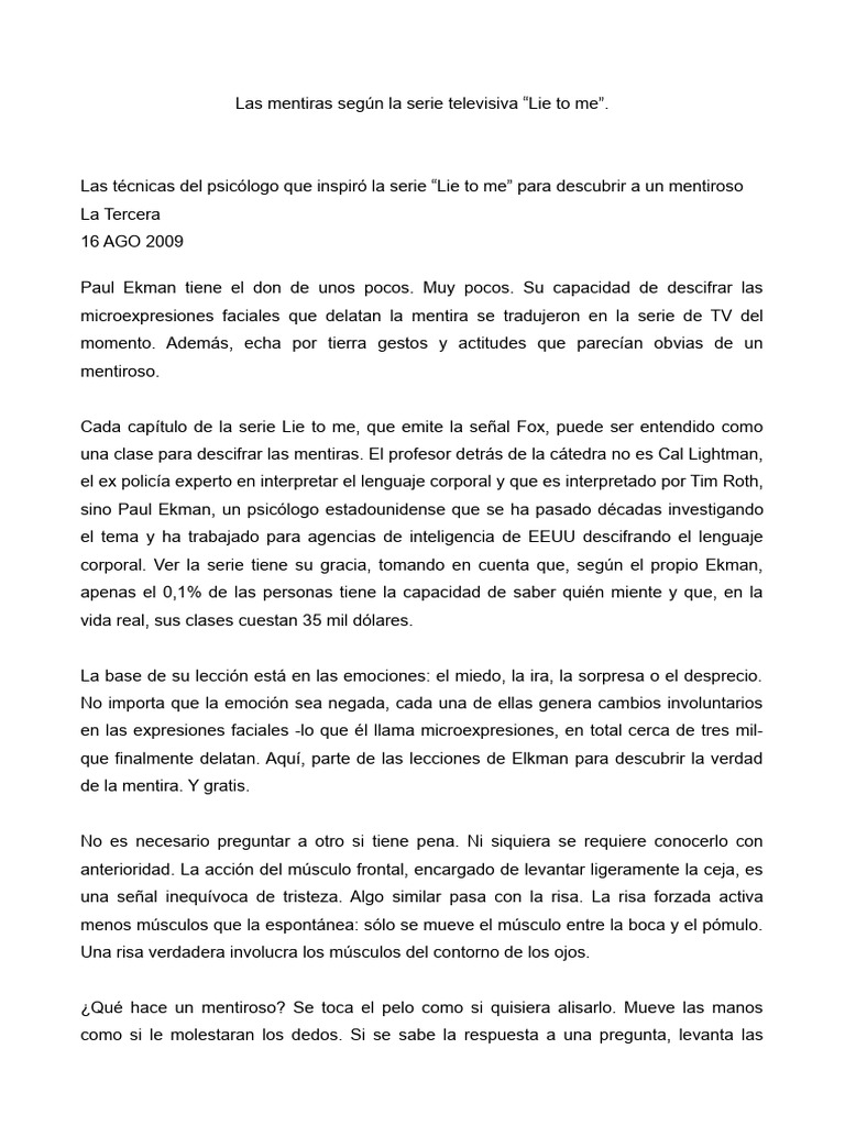 Lie To Me | PDF | Sicología