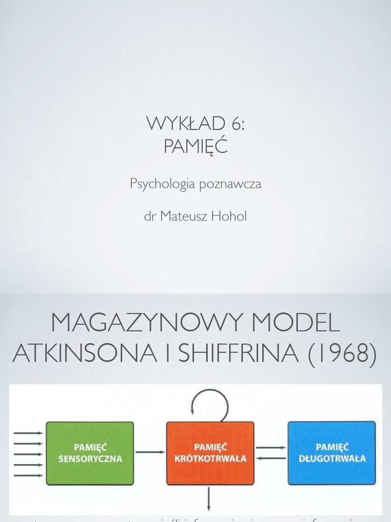 WYK AD 6: Pami: Psychologia Poznawcza DR Mateusz Hohol | PDF