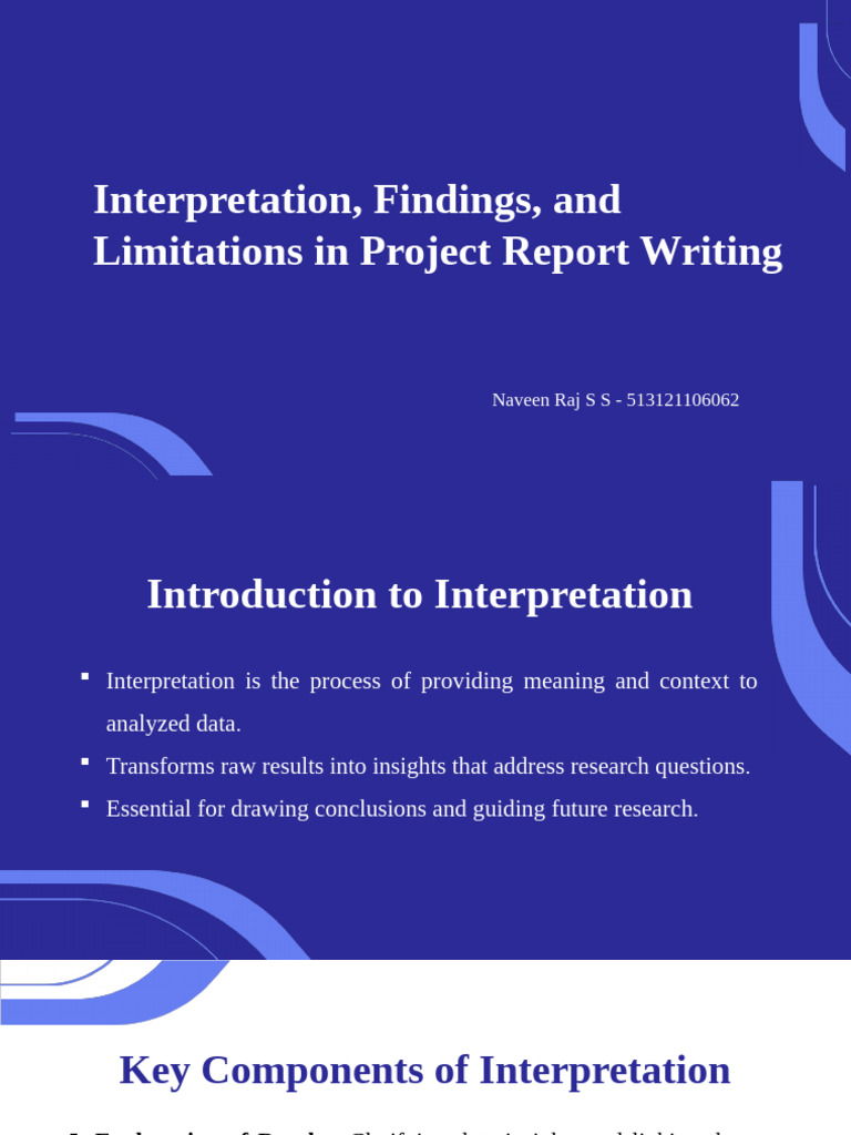Interpretation, Findings, and Limitations in Project Report Writing | PDF