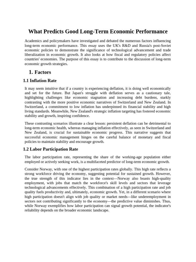 What Predicts Long-Term Economic Performance | PDF | Economic Growth ...