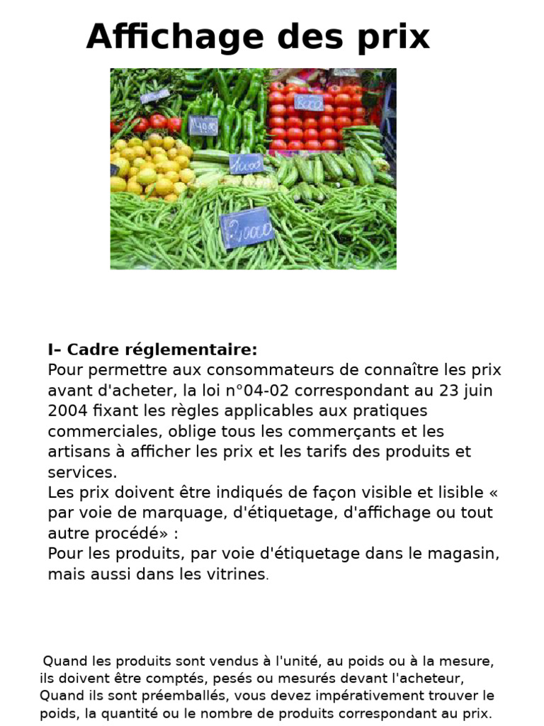Règles d'affichage des prix en commerce | PDF | Facture | Économie
