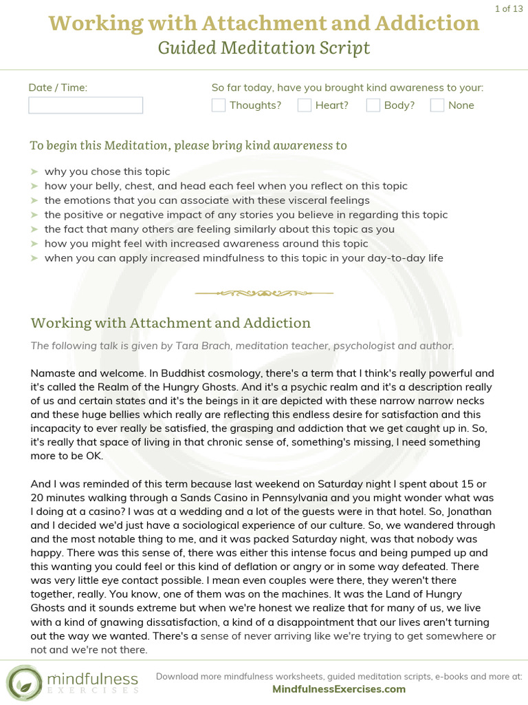 Guided Meditation Script: To Begin This Meditation, Please Bring Kind Awareness To | PDF ...