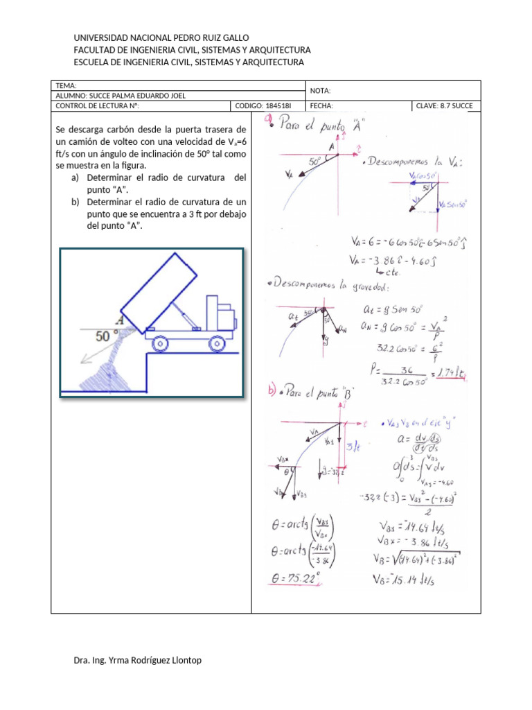 Ejercicio 2 Dinamica Plano Normal y Tangencial | PDF